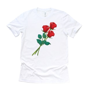 Womens Red Roses Tshirt / Floral Graphic Tee / Garden Flower - Etsy