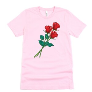 Womens Red Roses Tshirt / Floral Graphic Tee / Garden Flower Shirt ...