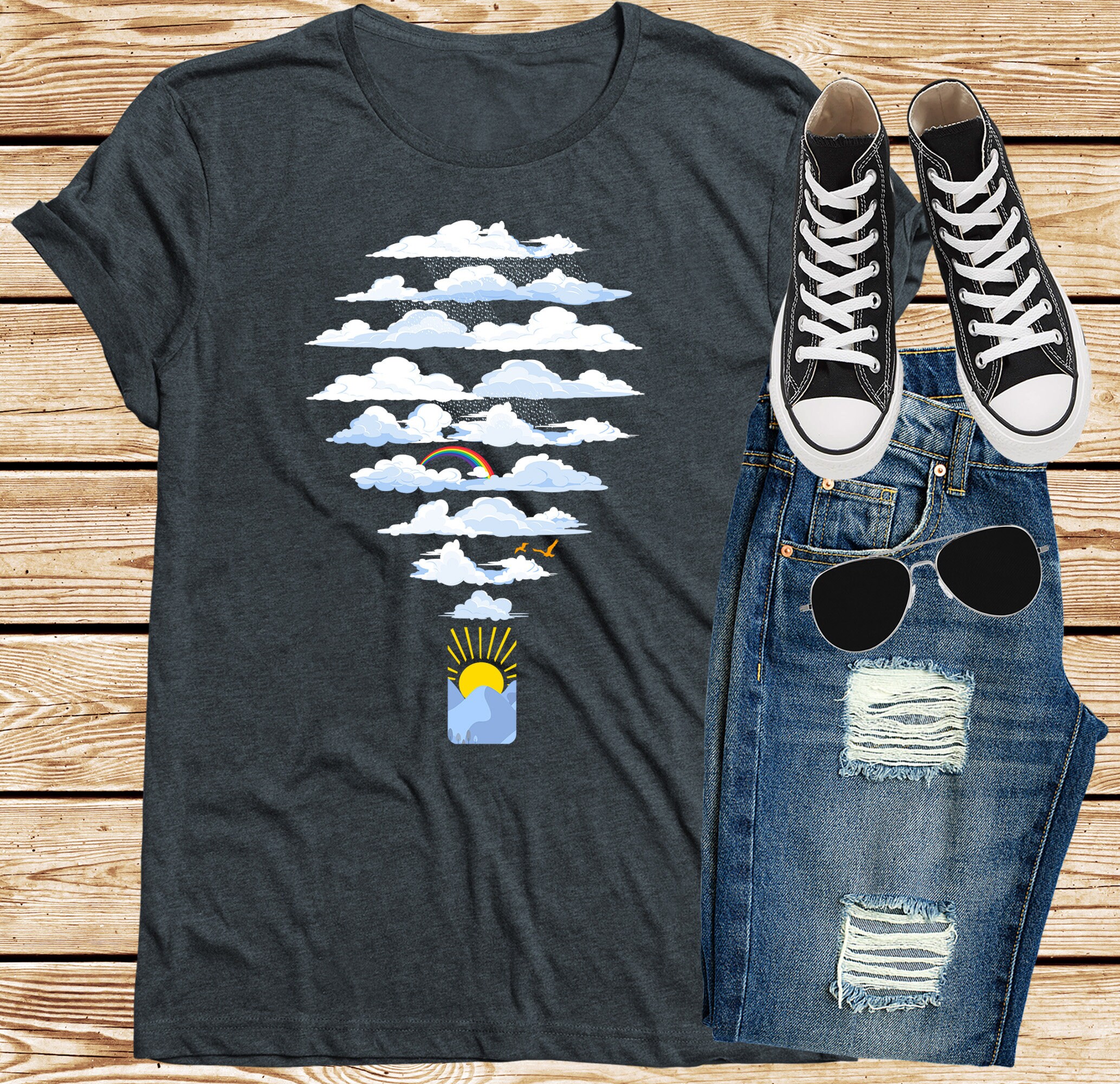 Hot Air Balloon Tshirt Clouds Shape Balloon Shirt Cloudy | Etsy