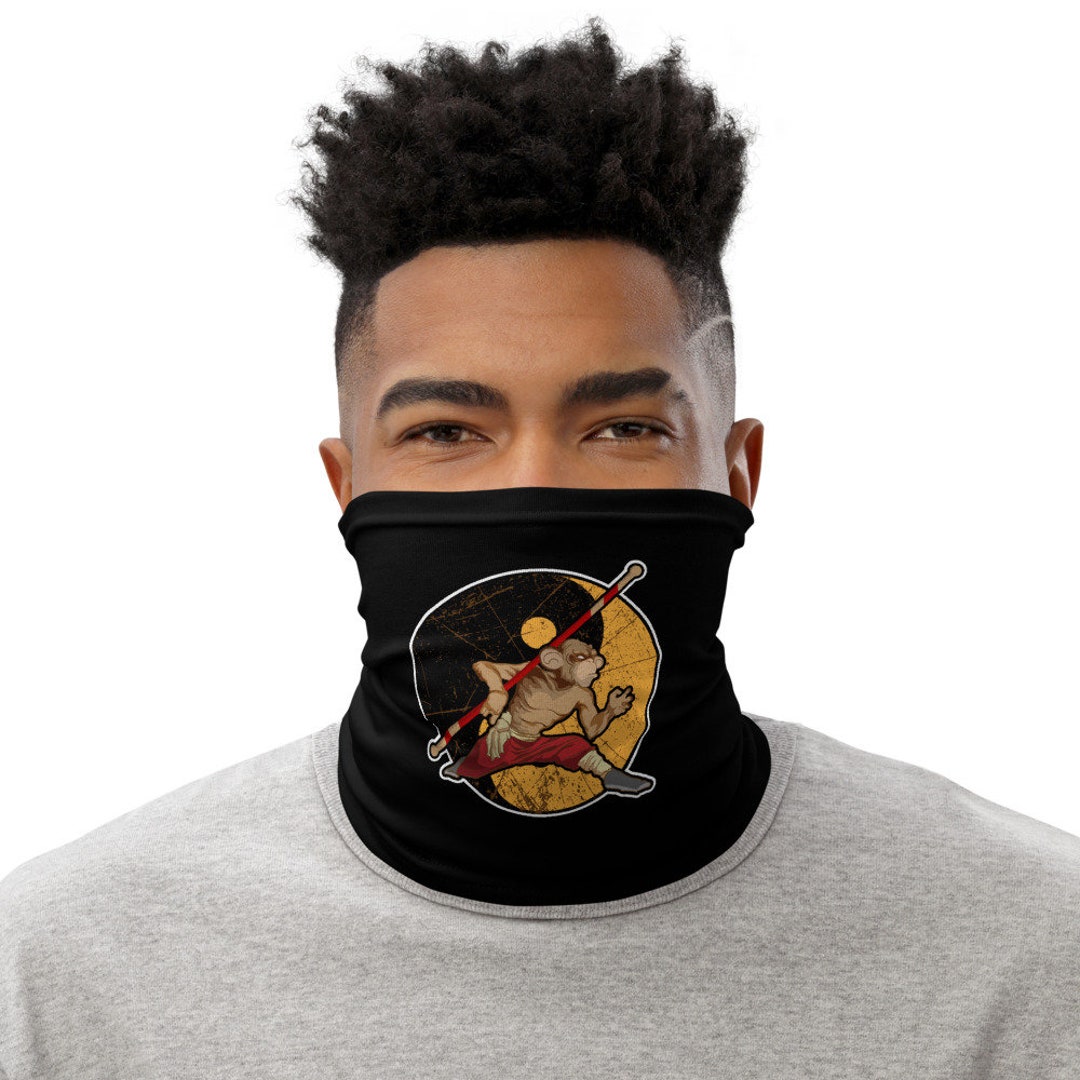 Yin Yang Monkey Neck Gaiter Martial Arts Karate Animal Print Face Mask ...