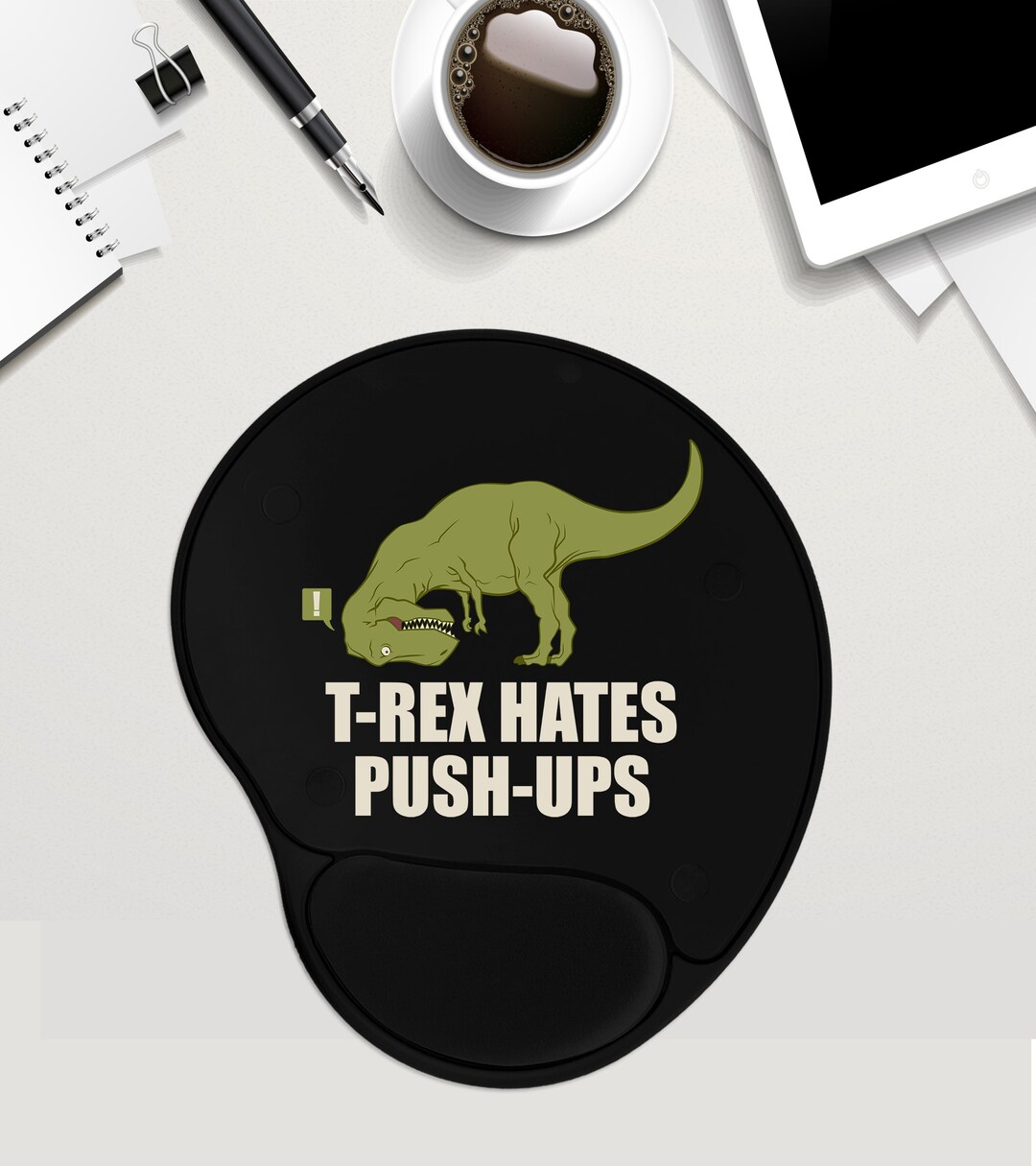 Funny T-rex Mouse Pad, Workout Exercise Gift, Trex Hates Push Ups ...