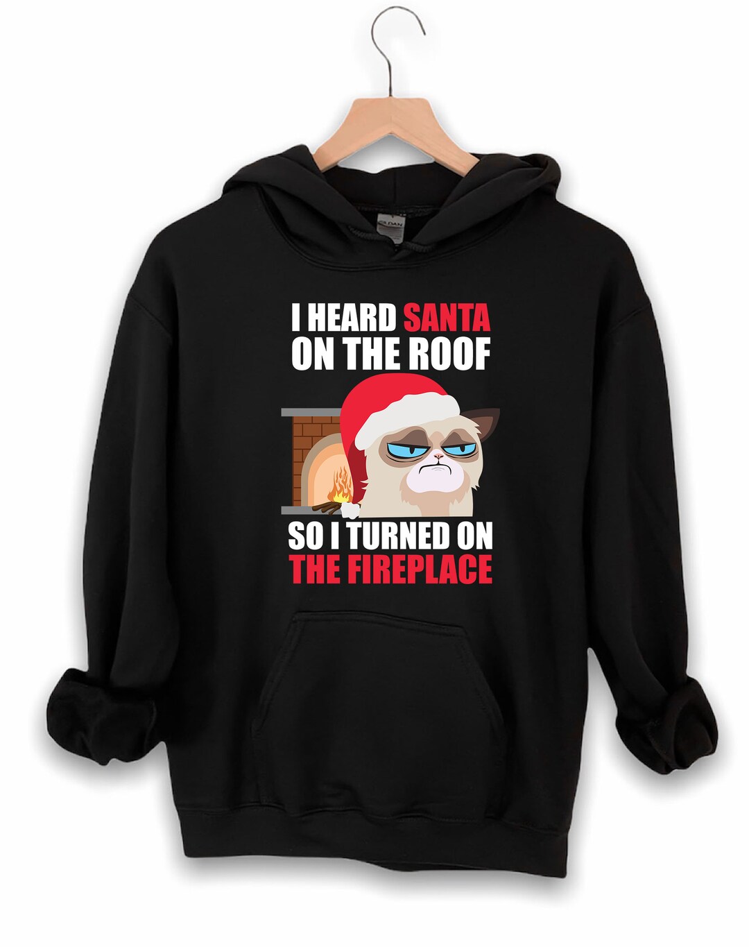 Grumpy Cat Christmas Hoodie, Funny Santa Hooded Sweatshirt, Cats UNISEX ...