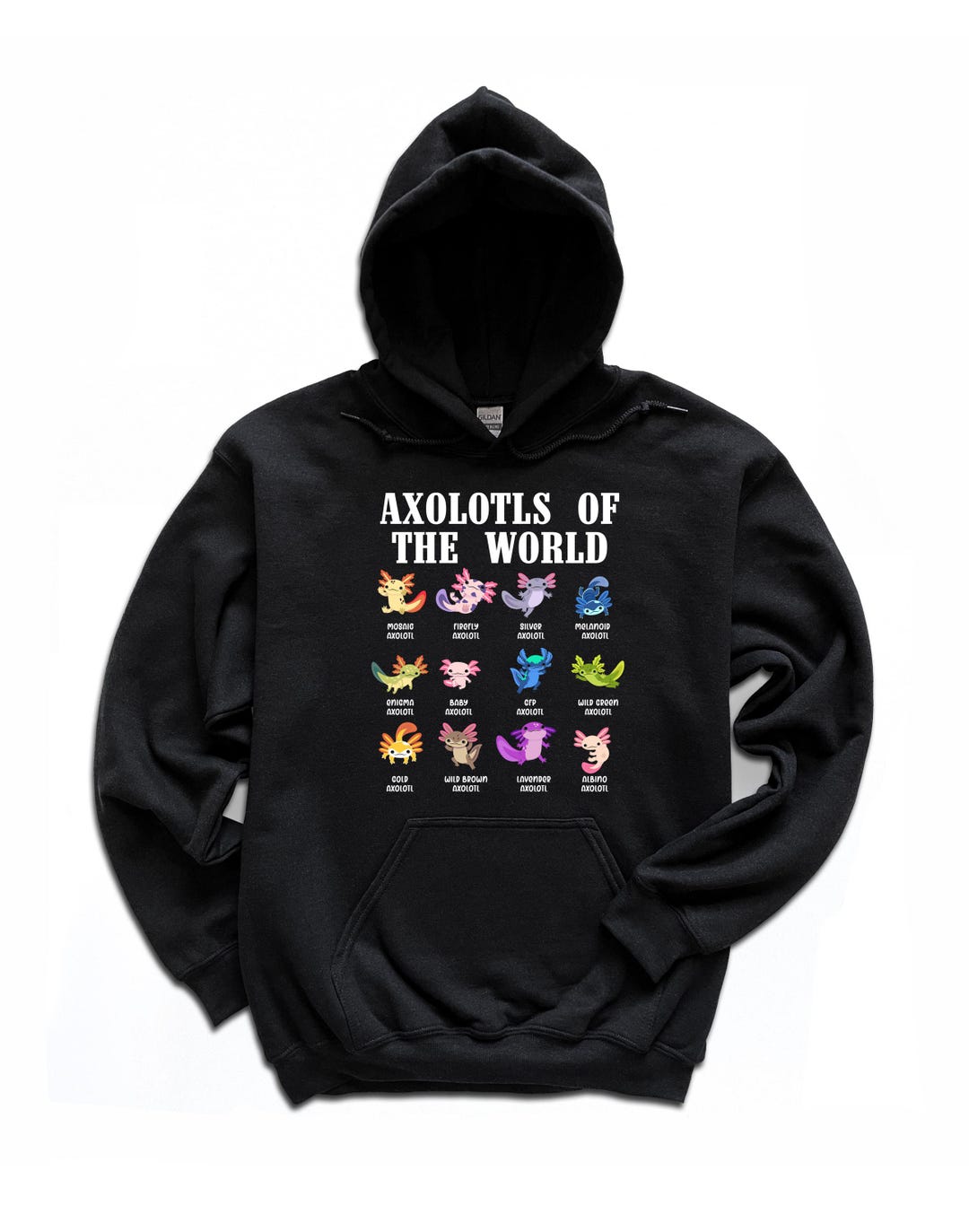 Cute Axolotl Types Hoodie / Axolotl Salamander / Womens Pullover ...