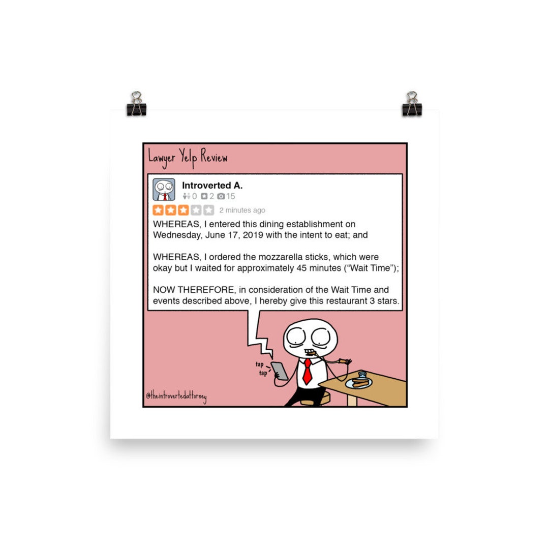 Attorney Yelp Review | Funny Lawyer & Attorney Gifts | the Introverted ...