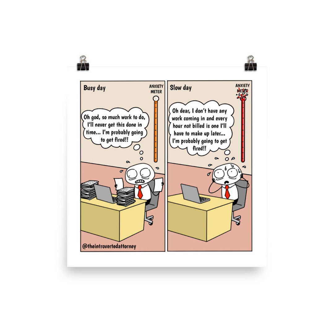 Busy Vs. Slow Day at the Office | Funny Lawyer Comic Print (10" X 10 ...
