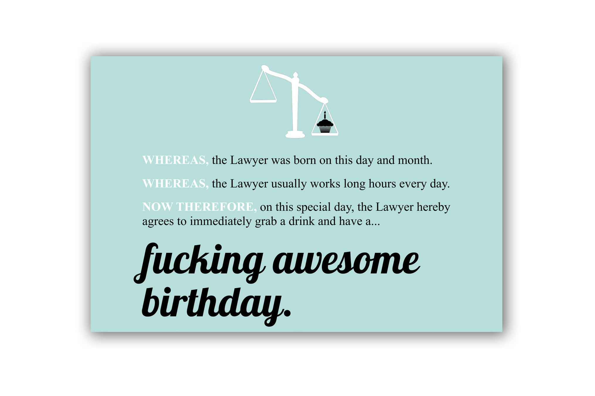 Fucking Awesome Birthday Card for Lawyers | Funny Greeting Card for ...
