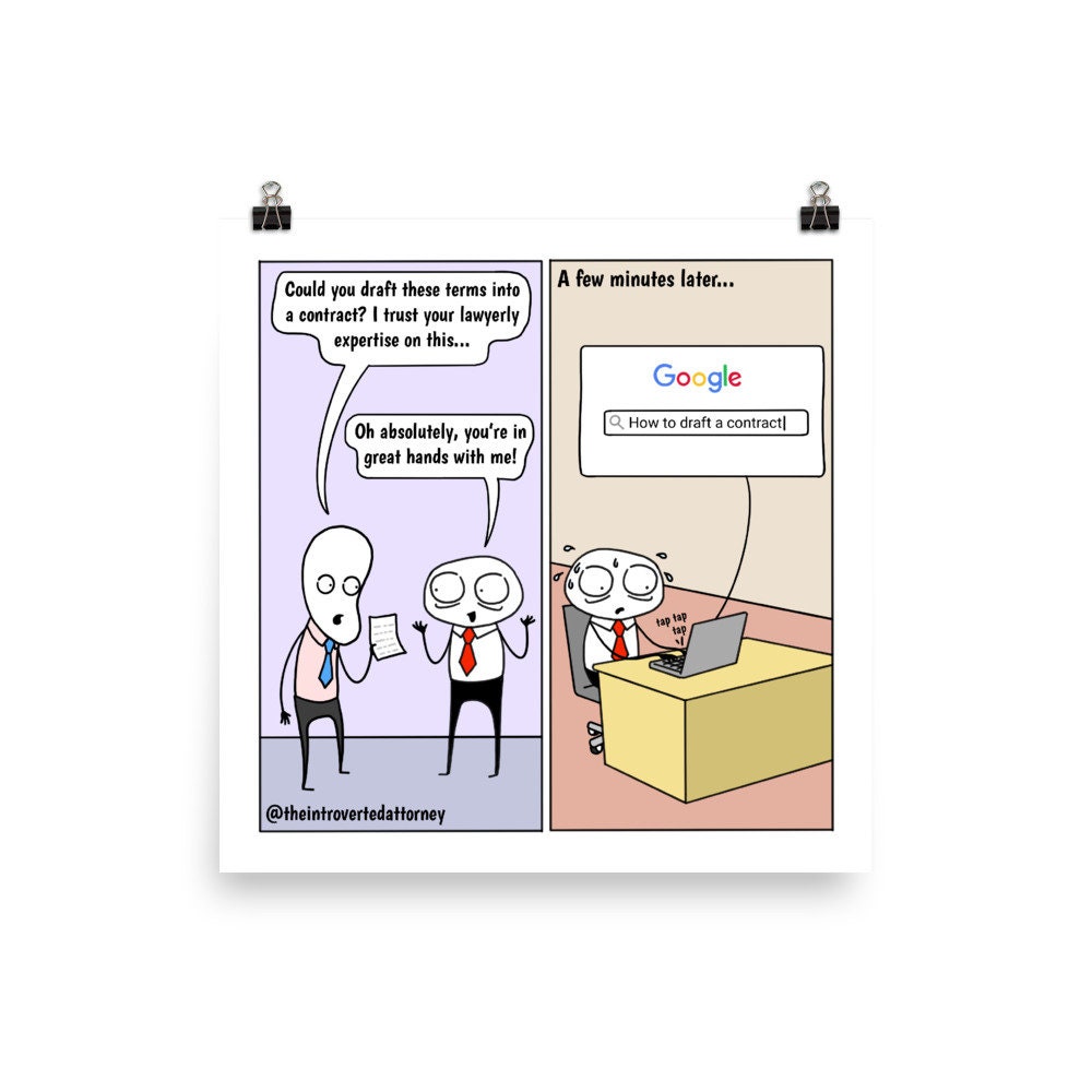 How to Draft a Legal Contract | Funny Lawyer Comic Print (10" X 10 ...