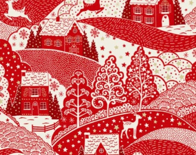 Scandi Village Scenic Cotton Fabric by Makower UK, Christmas Holiday ...