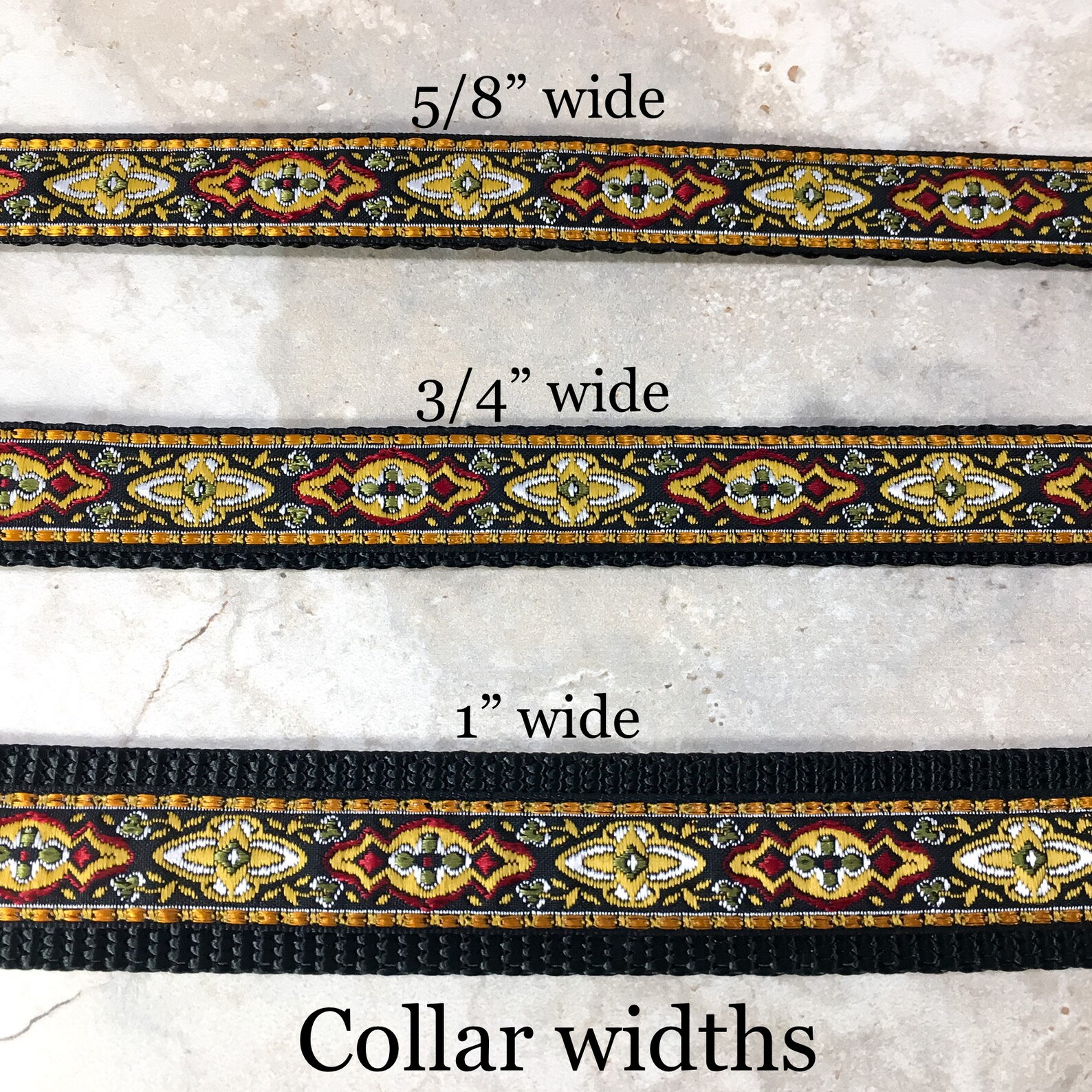 Large dog collar in medieval metallic boho pattern 1 wide | Etsy