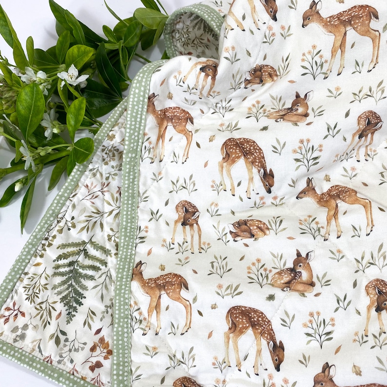 Woodland Baby Quilt, Personalized Gender Neutral Crib Bedding, Baby ...