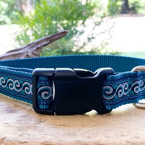 Dog Collar Sparkly Blue Ocean Waves, Wide Collar for Large Dogs, Beach ...