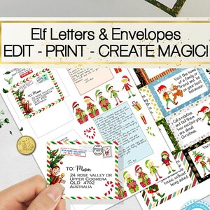 Editable Elf Kit Letter Elf Good Deed Cards and Envelope, Printable Elf ...