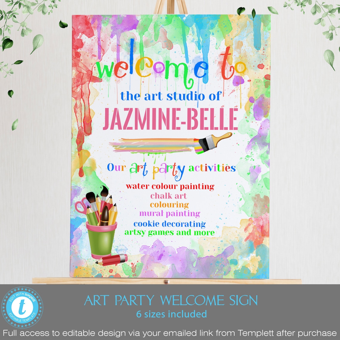 Art Party Welcome Sign, Art Birthday Greeting Sign, Welcome Poster ...
