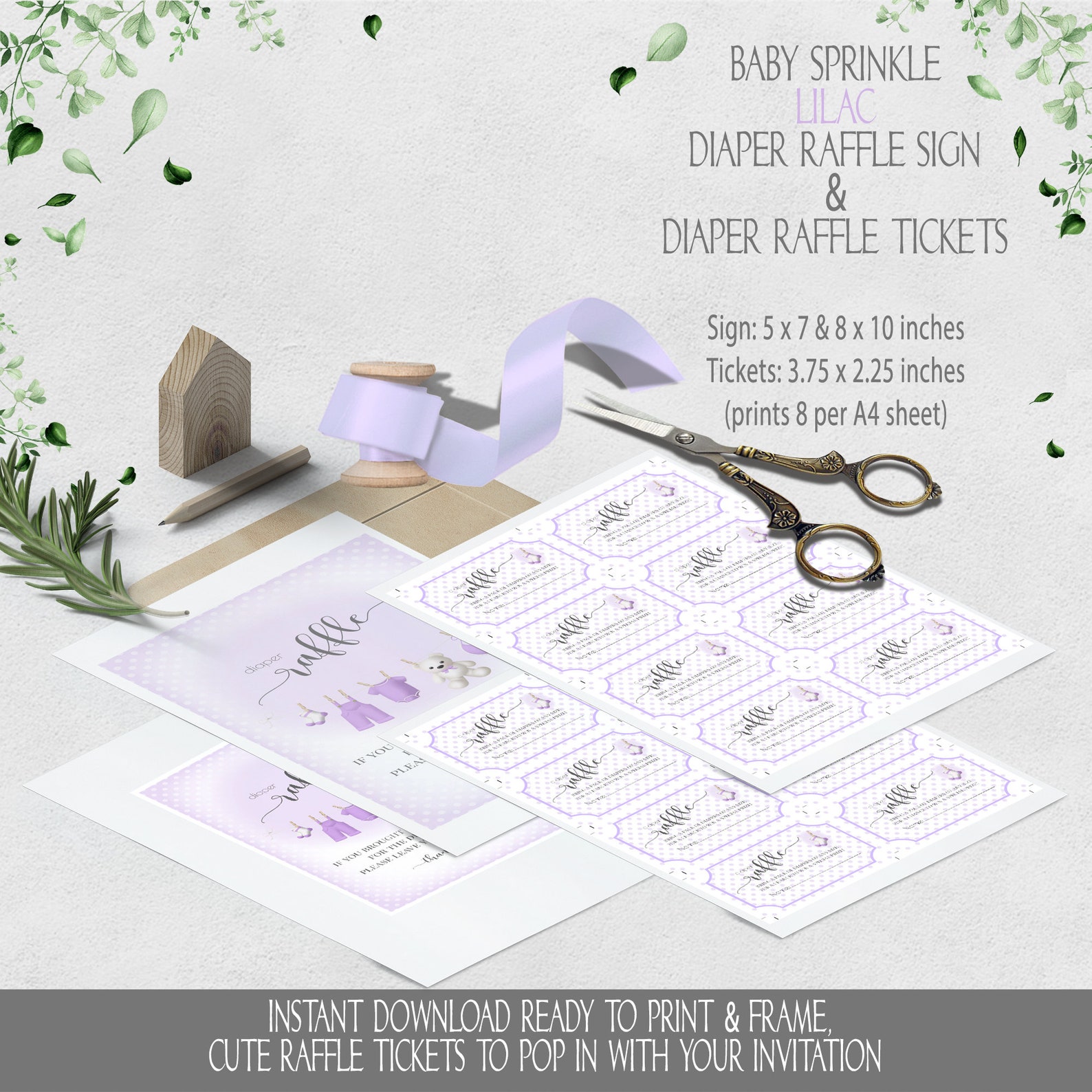 Diaper Raffle Ticket Printable Raffle Insert Diaper Raffle | Etsy