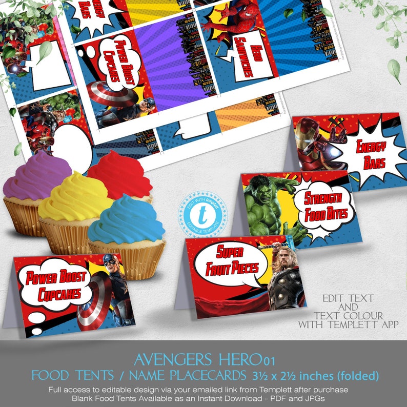 DC Marvel Avengers Editable Food Tents 8 Food Labels or Table - Etsy ...