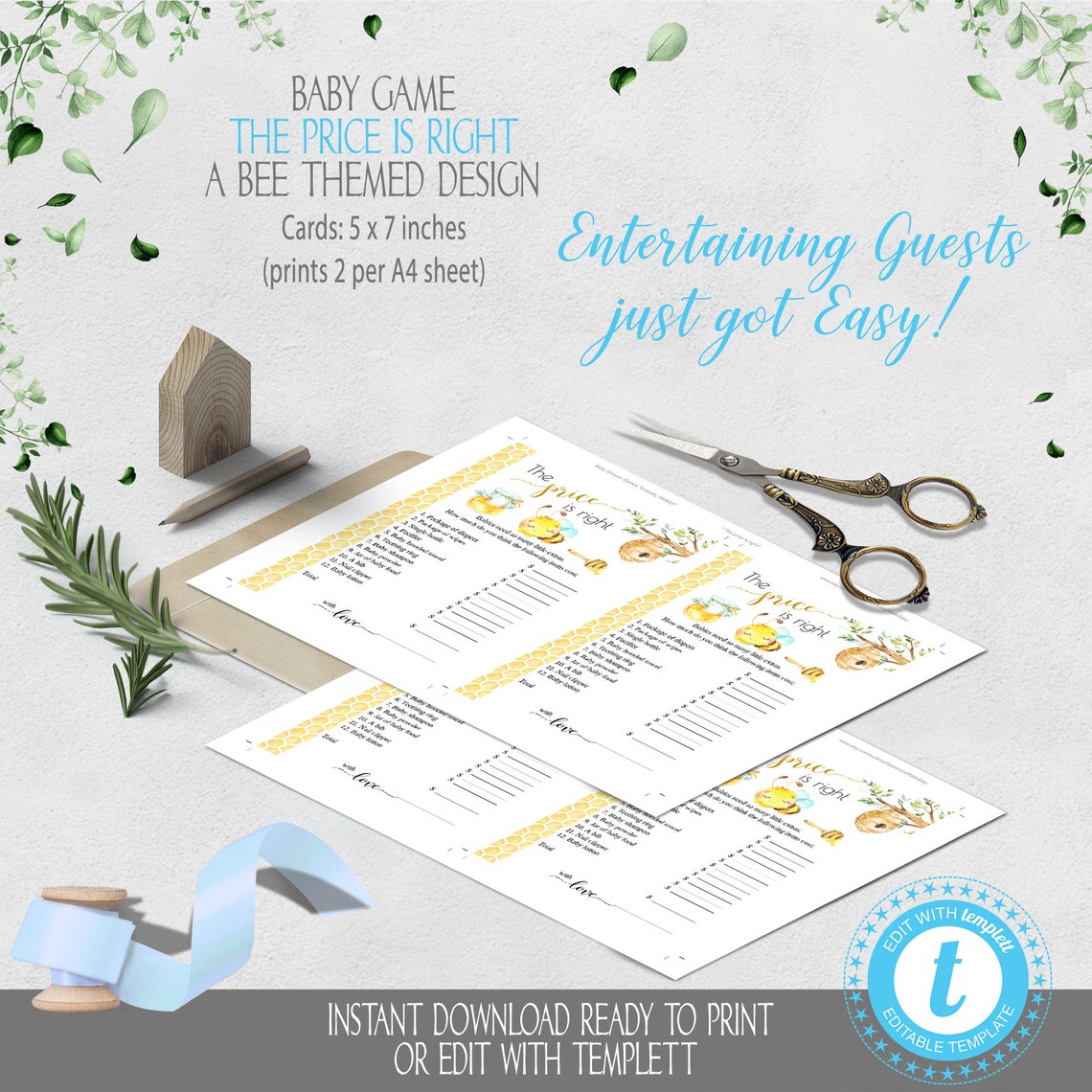 Bee Theme Baby Shower Game: Baby Word Scramble, Bumble Bee Baby Shower ...