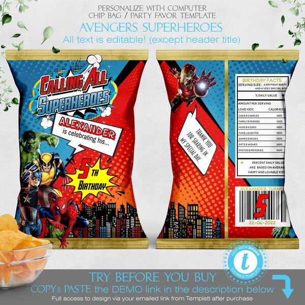 Superhero Chip Bag - Etsy