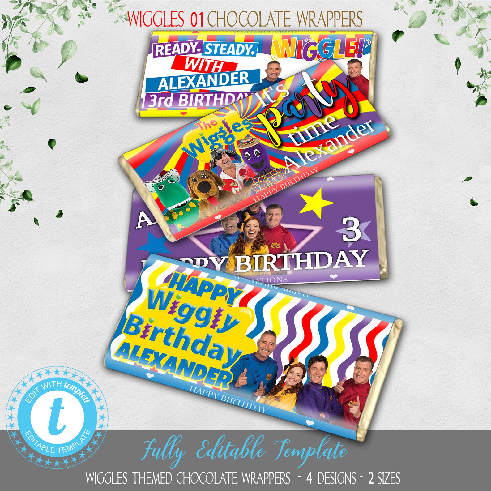 Wiggles Water Bottle Wrappers Party Labels Juice Wrap the Wiggles Theme ...