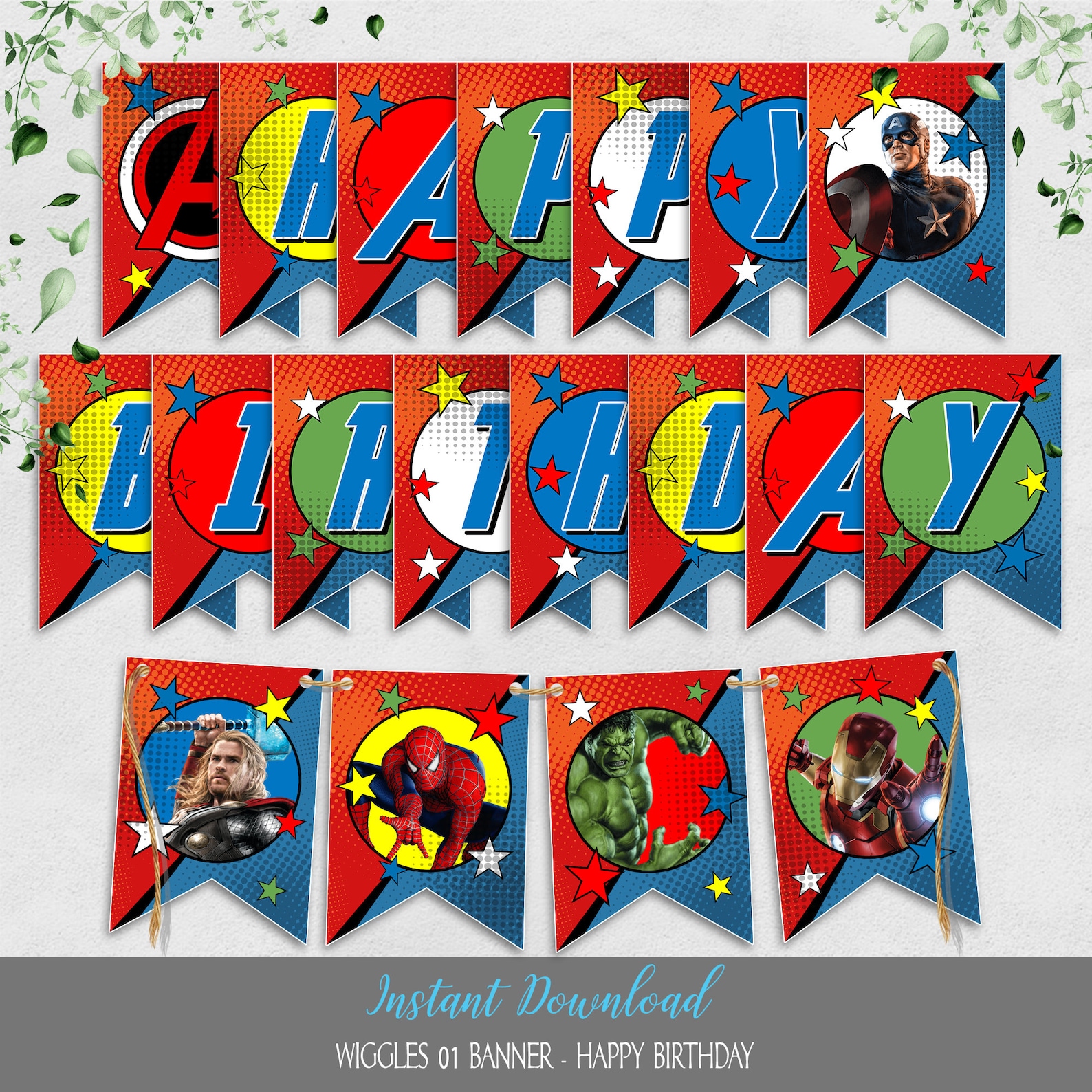Avengers Birthday Banner Superhero Marvel Birthday Bunting - Etsy