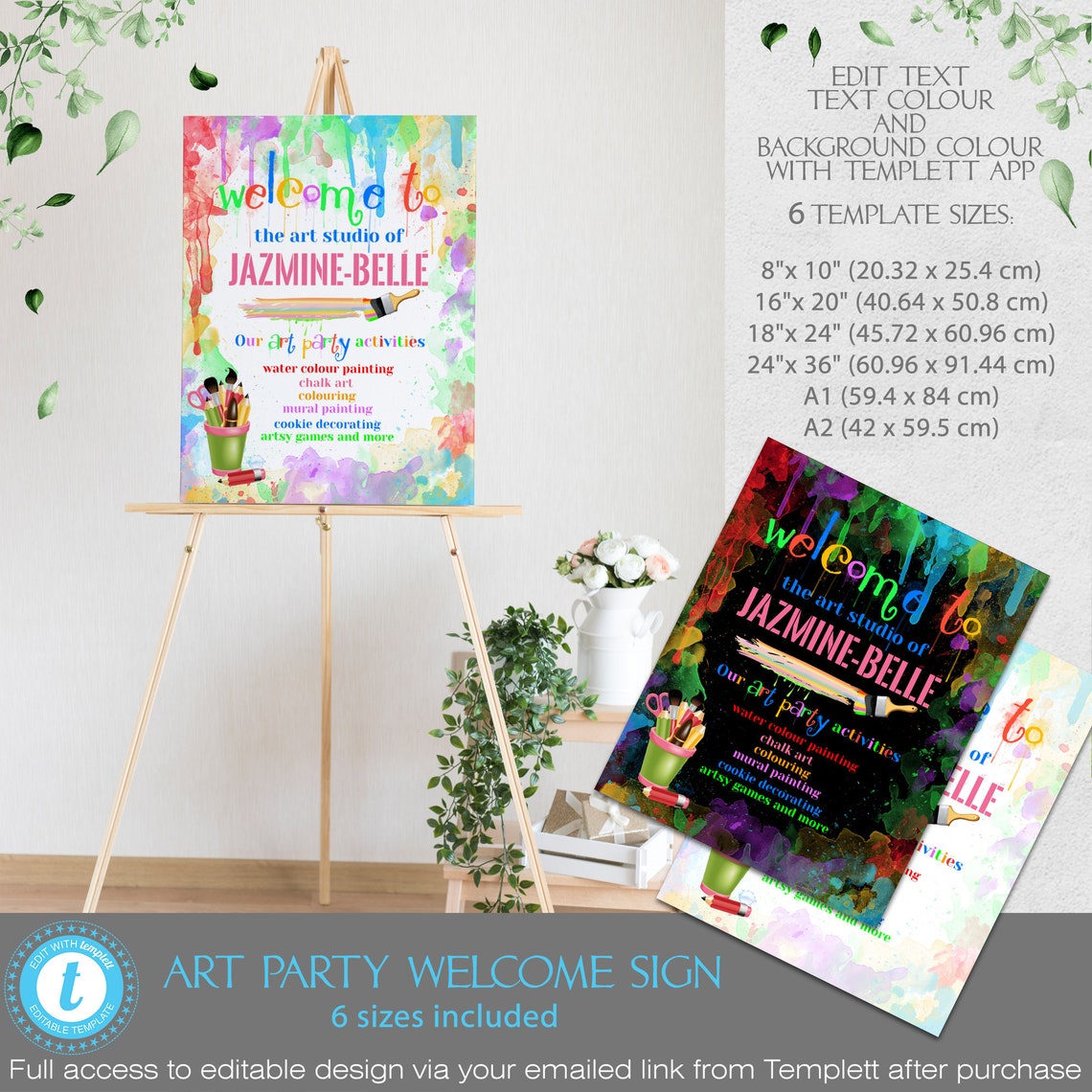 Art Party Welcome Sign, Art Birthday Greeting Sign, Welcome Poster ...