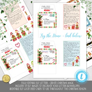 Editable Elf Kit Letter Elf Good Deed Cards and Envelope, Printable Elf ...