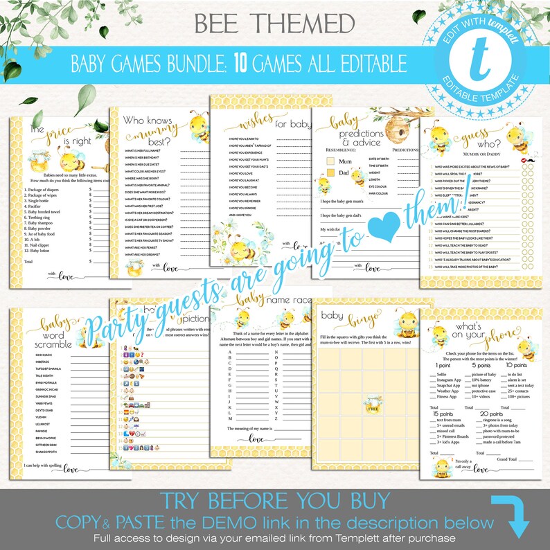 Bee Theme Baby Shower Game: Wishes for Baby Bumble Bee Baby - Etsy