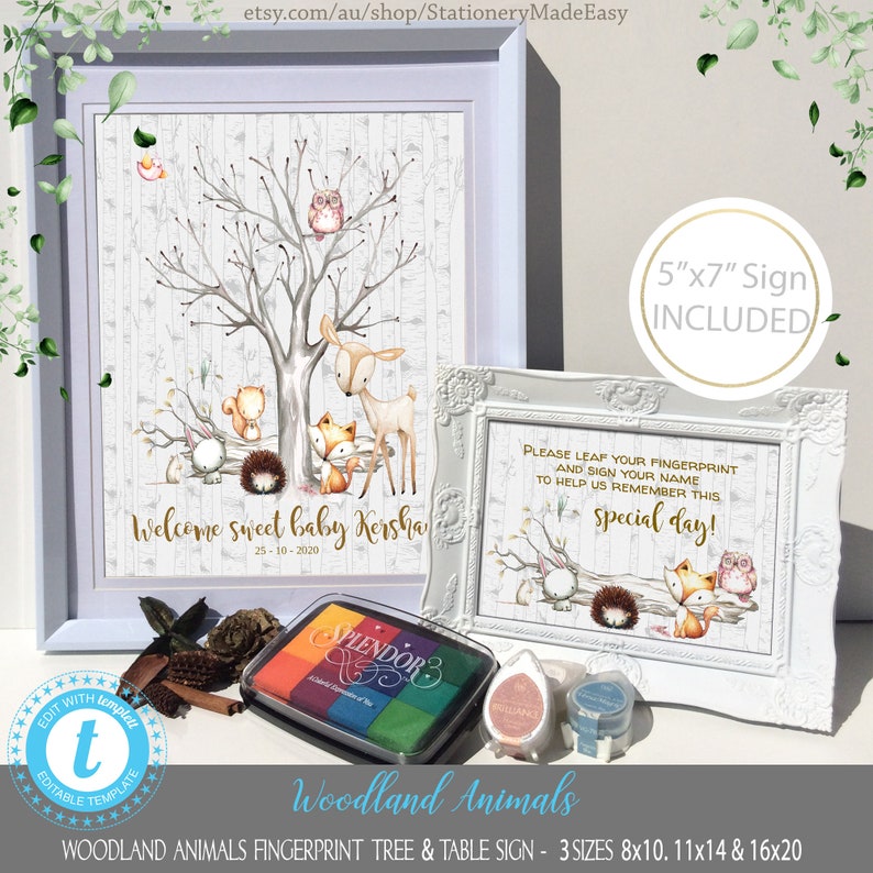 Baby Shower Welcome Sign Woodland Theme Greenery Forest - Etsy