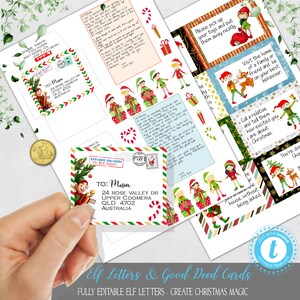 Editable Elf Kit Letter Elf Good Deed Cards and Envelope, Printable Elf ...