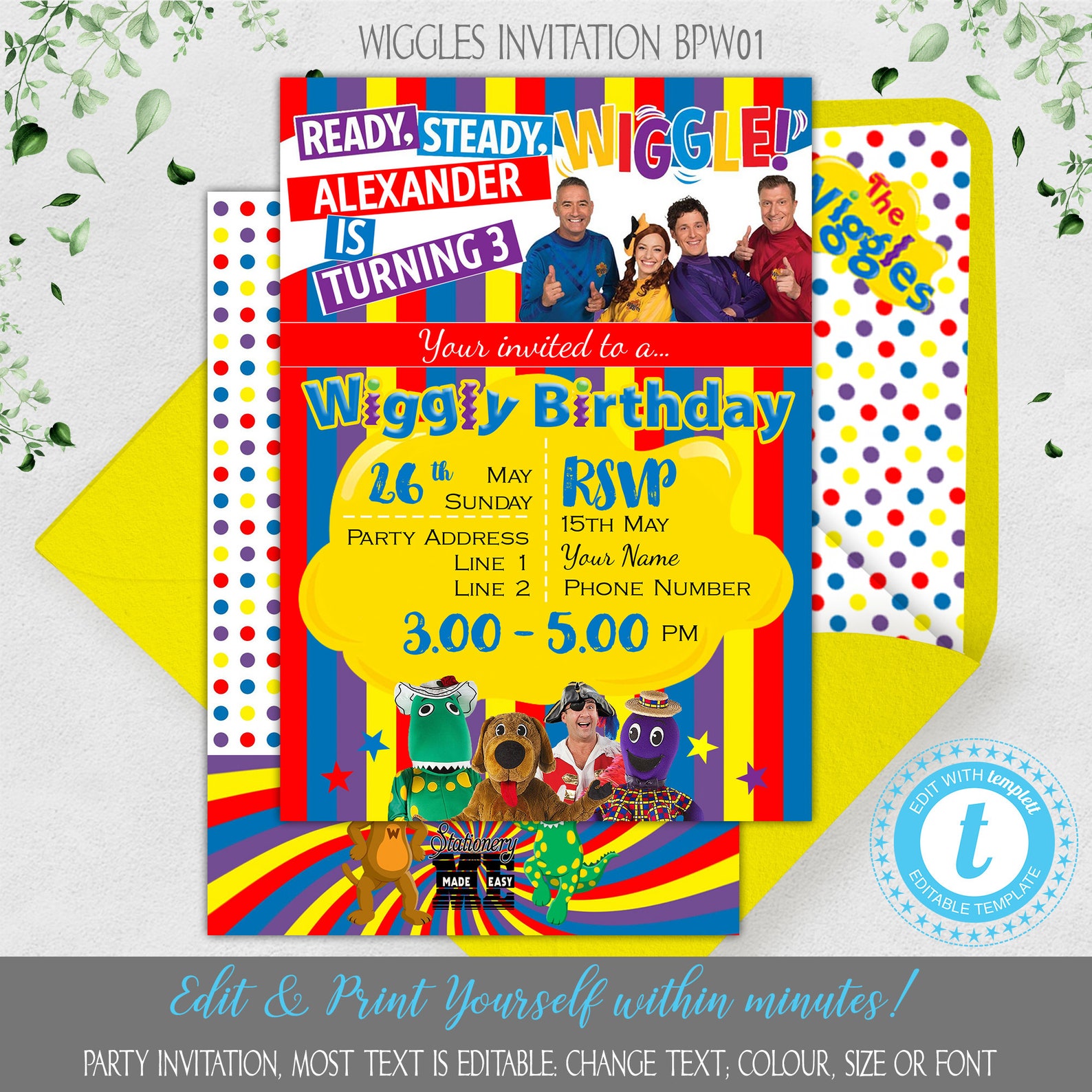 Wiggles Water Bottle Wrappers Party Labels Juice Wrap the Wiggles Theme ...