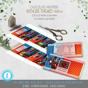 Avengers Chocolate Wrappers, Superhero Party Favors Treats for Kids ...