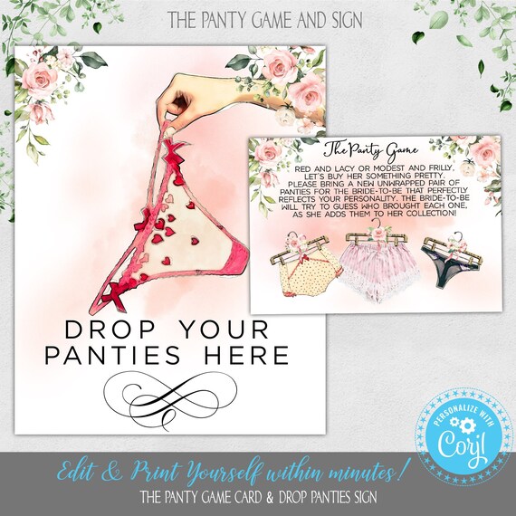Lingerie Drop Your Panties Here Sign and the Panty Game Cards - Etsy