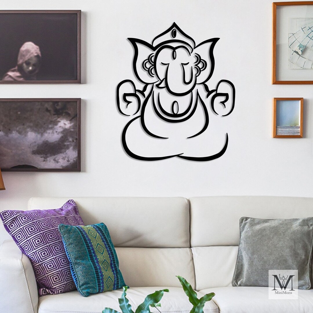 Gold Metal Ganesha Wall Decor, Ganesha Large Metal Wall Art, Ganesha ...