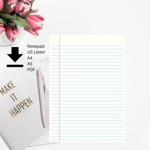 PRINTABLE : Classic Line Paper Printable | Student Notes | Notespad ...