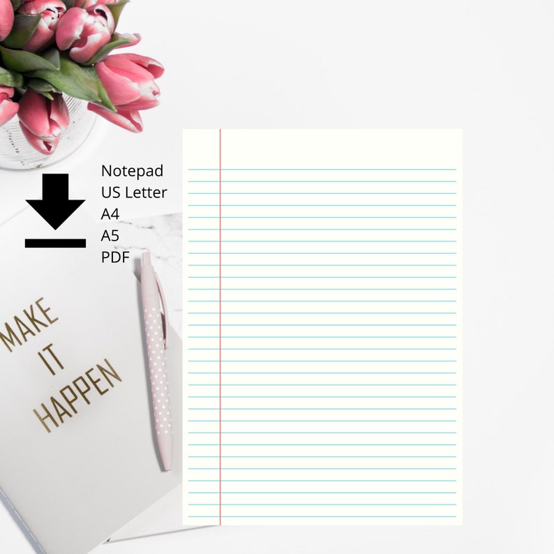 PRINTABLE : Classic Line Paper Printable | Student Notes | Notespad ...