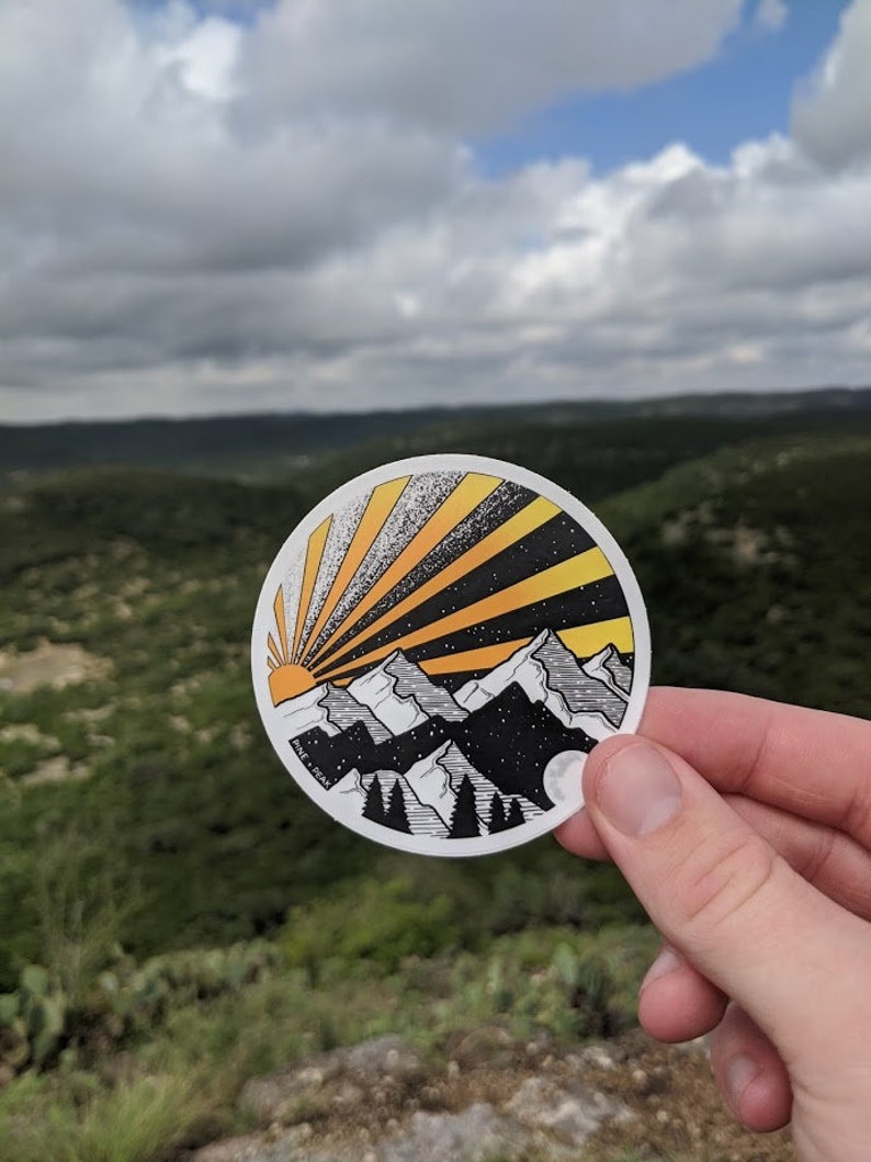 Sunrise Mountain Die Cut Sticker - Etsy