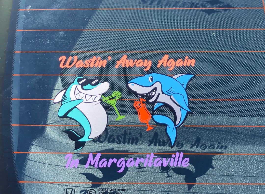 TROPICAL Jimmy Buffett Themed Car Decal/sticker Wastin' Away Again in ...