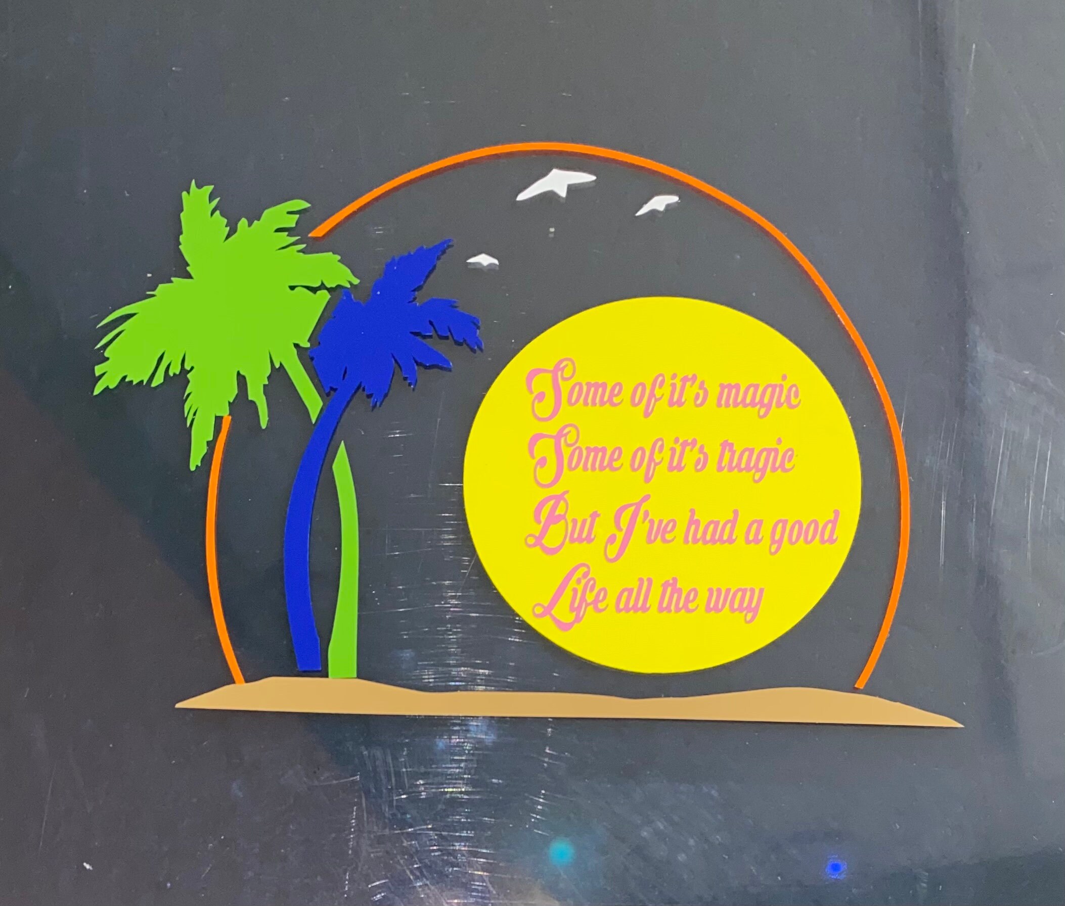 TROPICAL Jimmy Buffett Themed Decal/sticker some of It's - Etsy