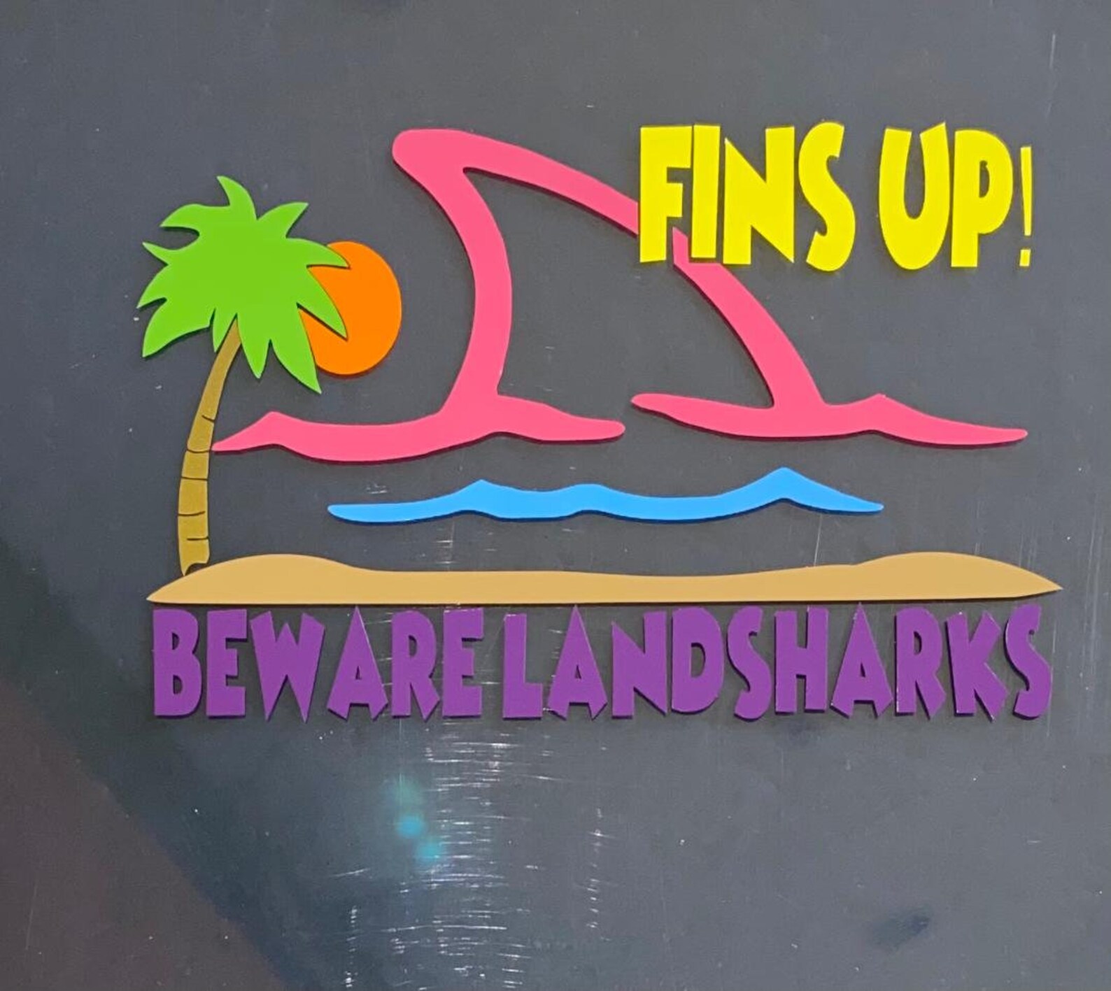 Tropical Jimmy Buffett Themed Window Car Decal/sticker Fins UP! Beware ...