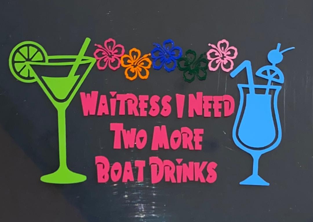 TROPICAL Jimmy Buffett Themed Decal/sticker waitress I Need - Etsy