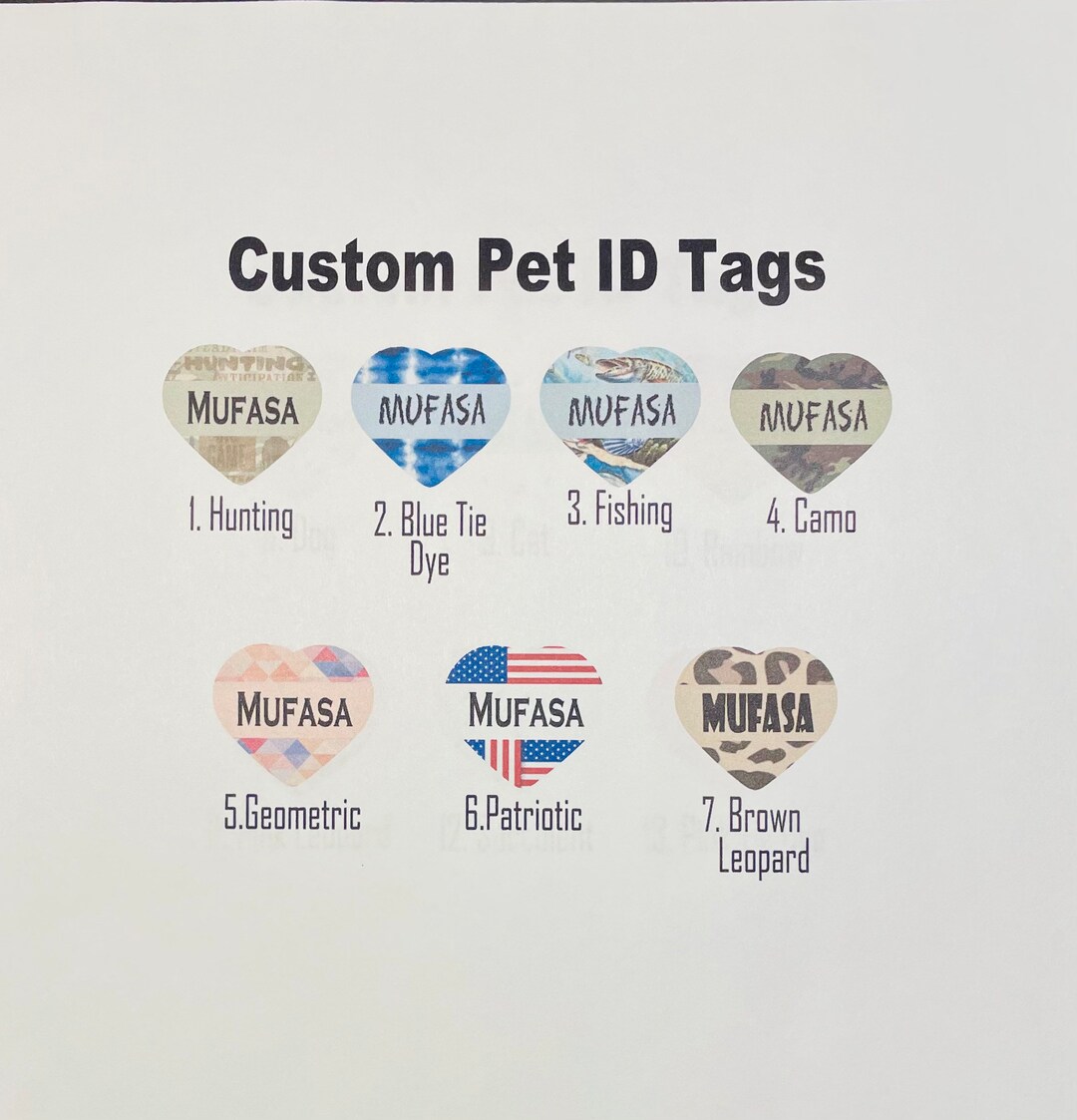 Customized Cat Dog Pet Sublimation Identification ID HEART Tag Choice ...