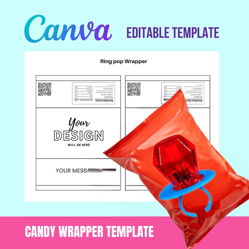 Party Favor Template Candy Wrapper Template | Editable | Canva | DIY ...