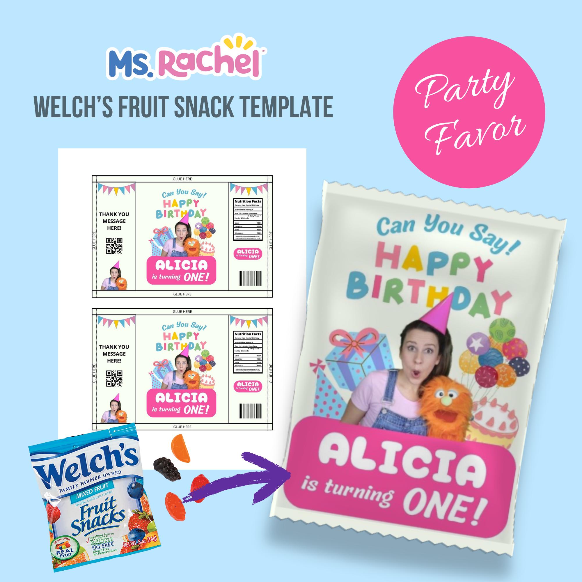 Ms. Rachel Fruit Snacks Wrapper Template: Editable Party Favor (digital ...