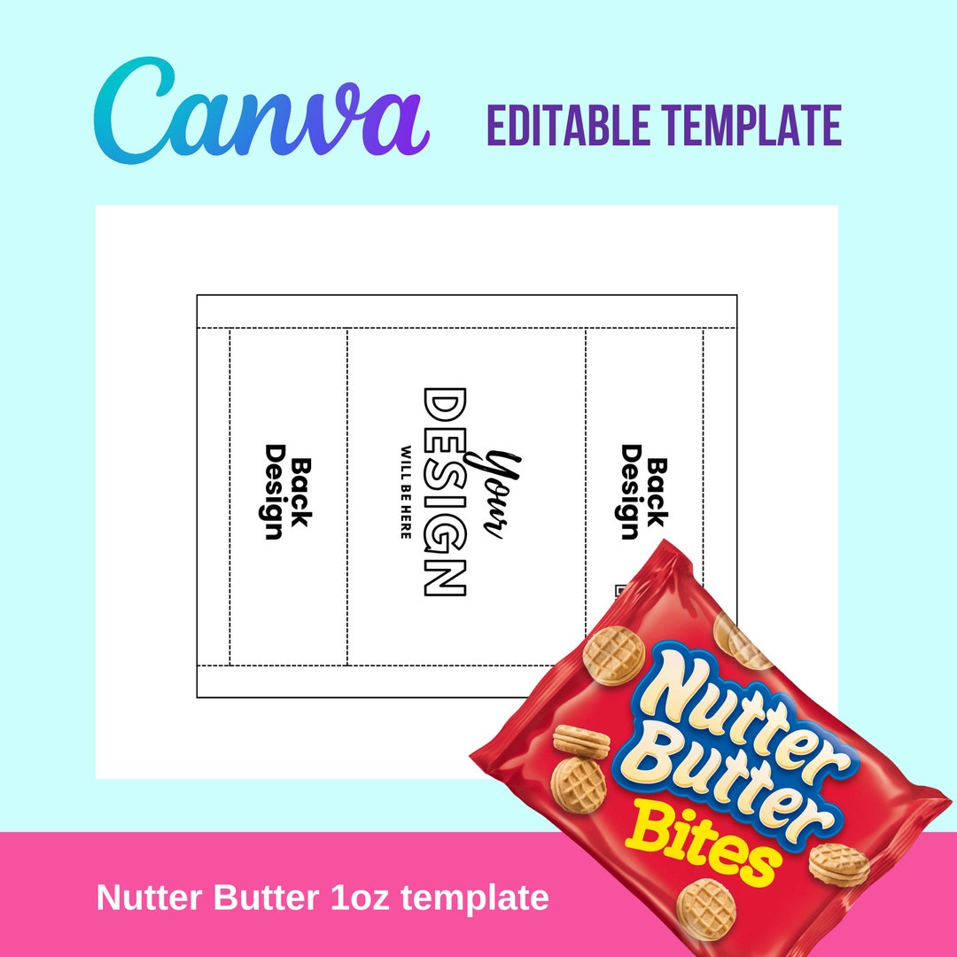 Party Favor Template Nutter Butter 1oz Template Editable Canva DIY ...