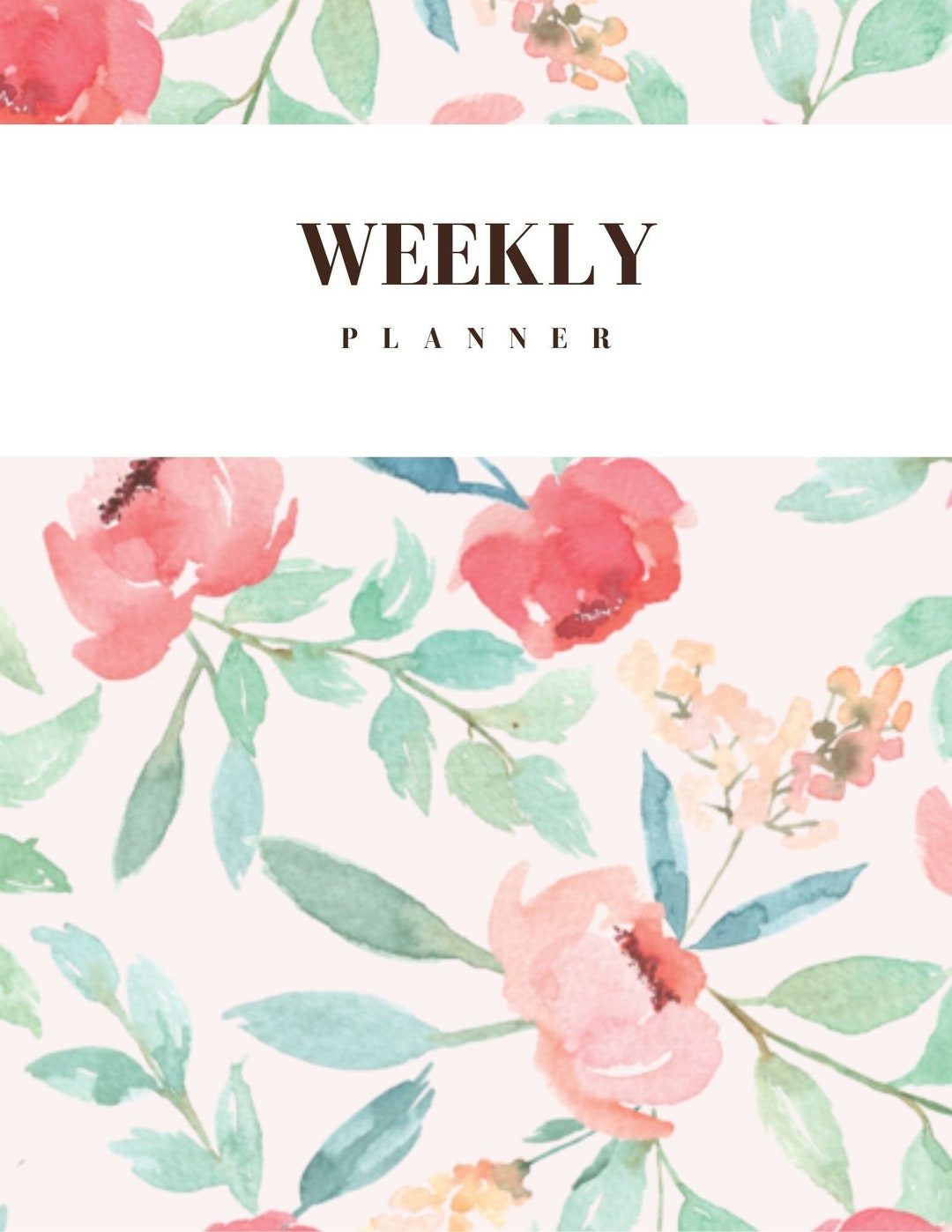 Peony Floral Weekly Printable Calendar - Etsy