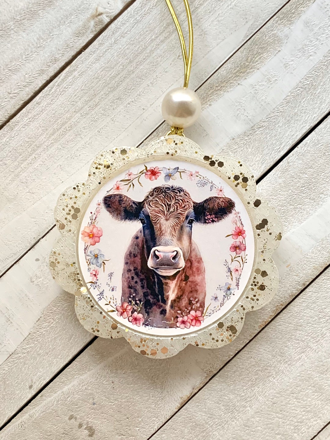 Cow Freshie Round Aroma Car Air Freshie Freshener Aromie Scalloped ...