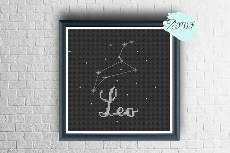 Leo Cross Stitch Pattern Star Sign Constellation Cross | Etsy