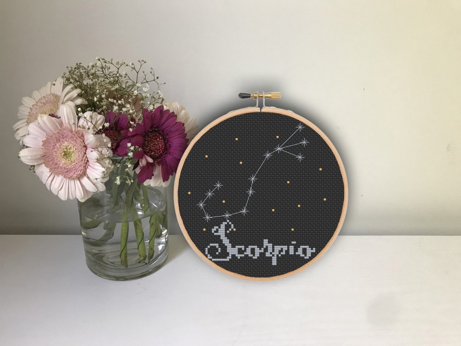 Scorpio Cross Stitch Pattern Star Sign Constellation Cross | Etsy