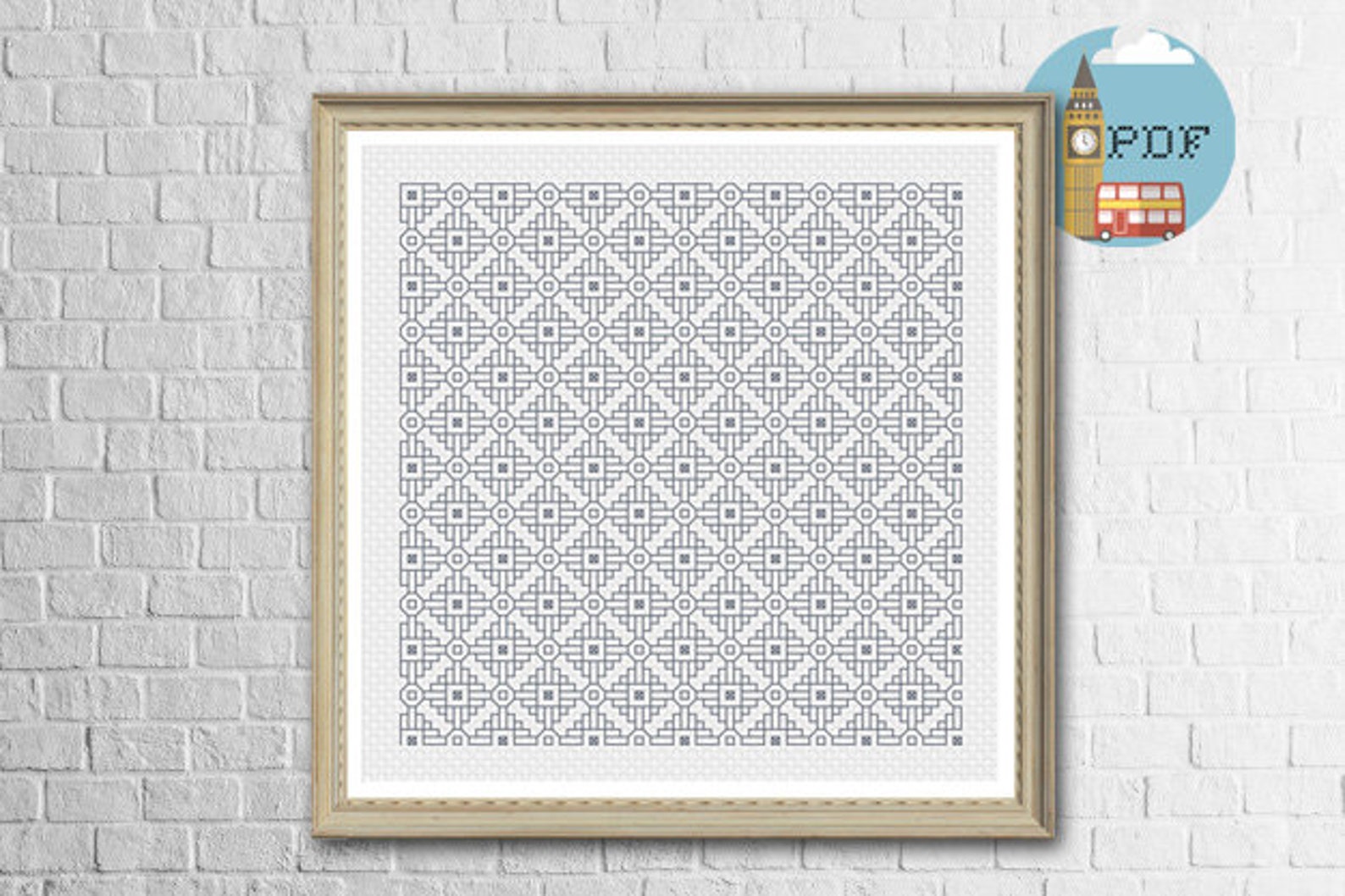 Modern Blackwork Cross Stitch Pattern Art Deco Style Grey - Etsy
