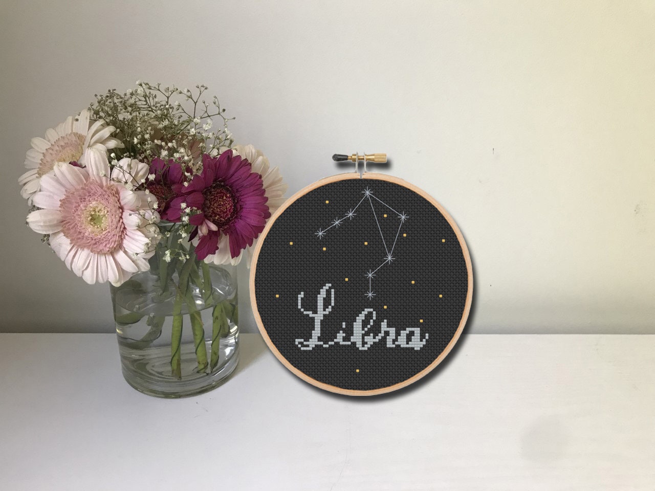 Libra Cross Stitch Pattern Star Sign Constellation Cross - Etsy UK