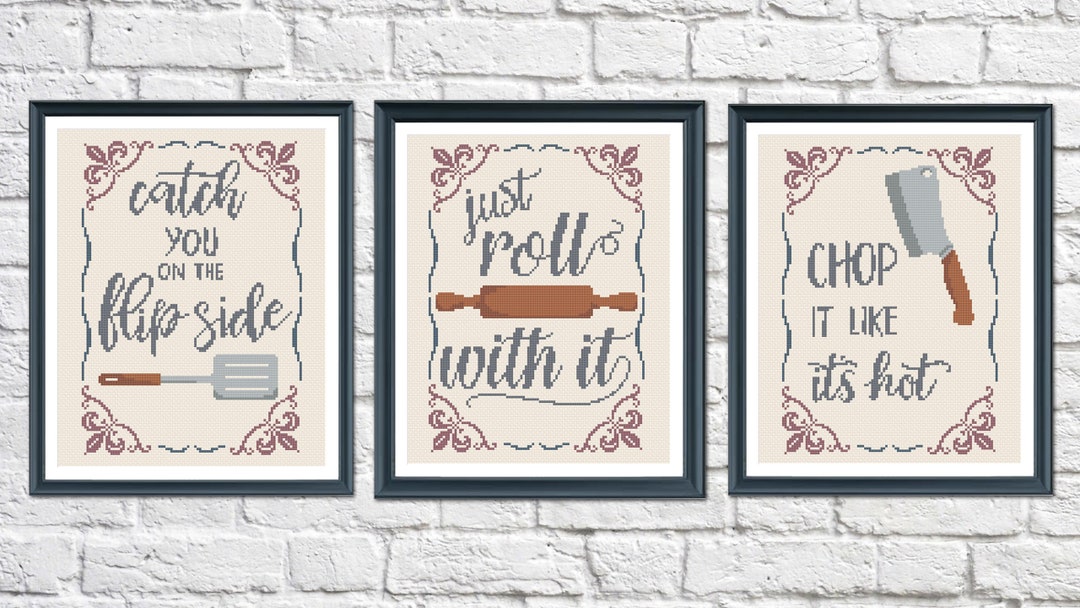 Kitchen Cross Stitch Patterns Set of Three Cooking Cross Stitch ...